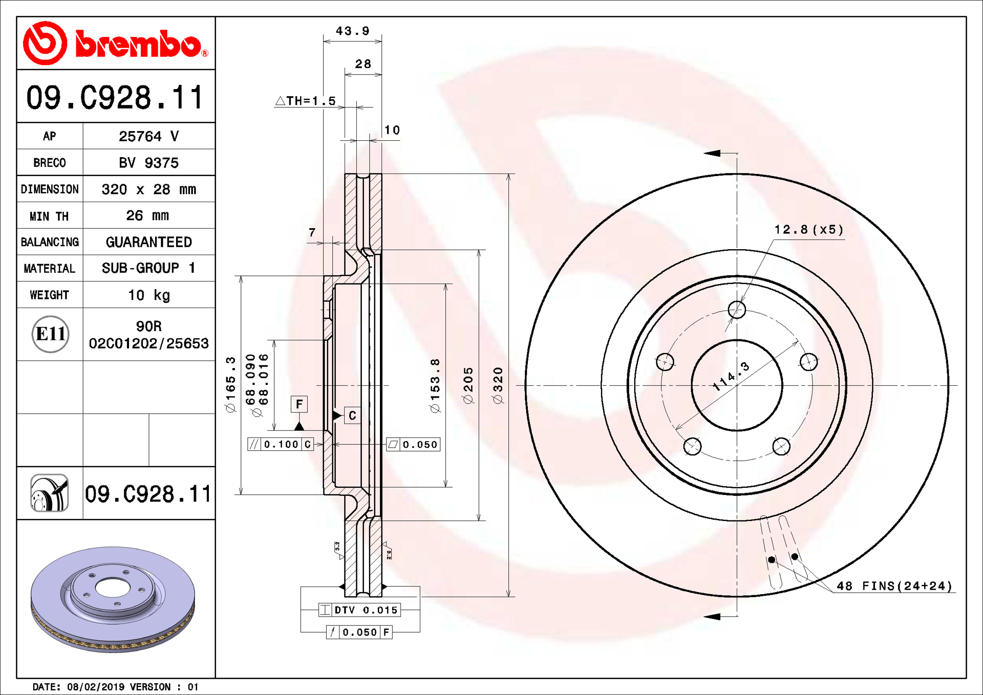 Buy Brembo Brake Disc Rotor Front 09.C928.11 - Nissan X-Trail T32 | SPK Singapore